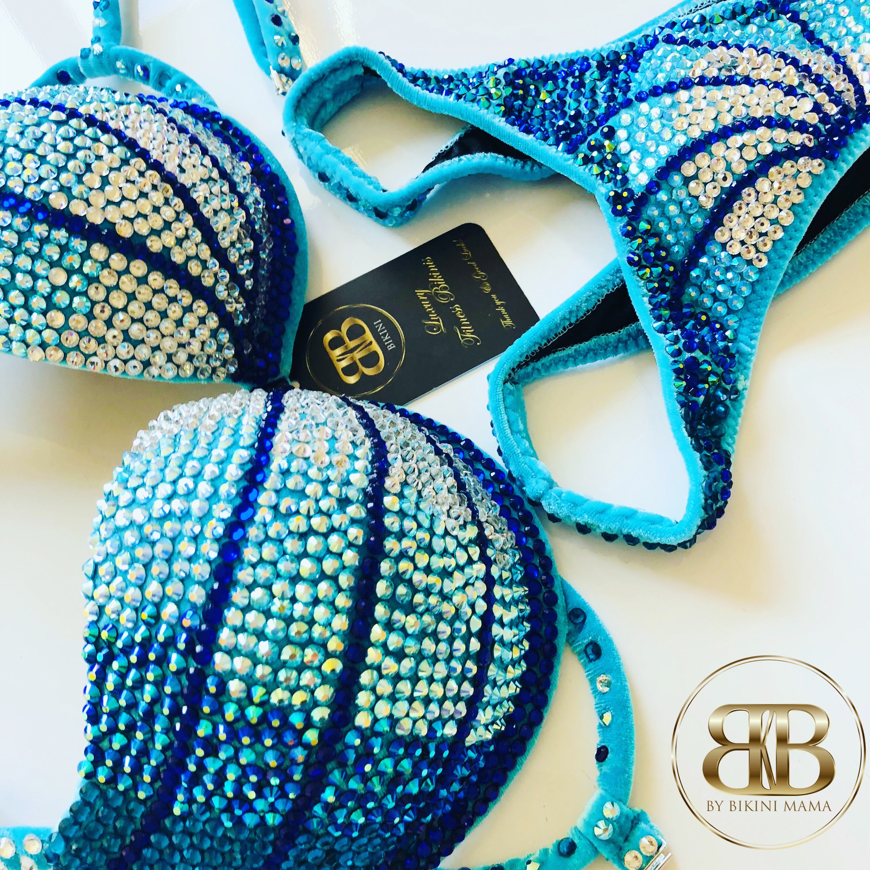 (Shella) Turquoise Velvet Competition Bikini – Bikini Mama Store - Competition Bikinis